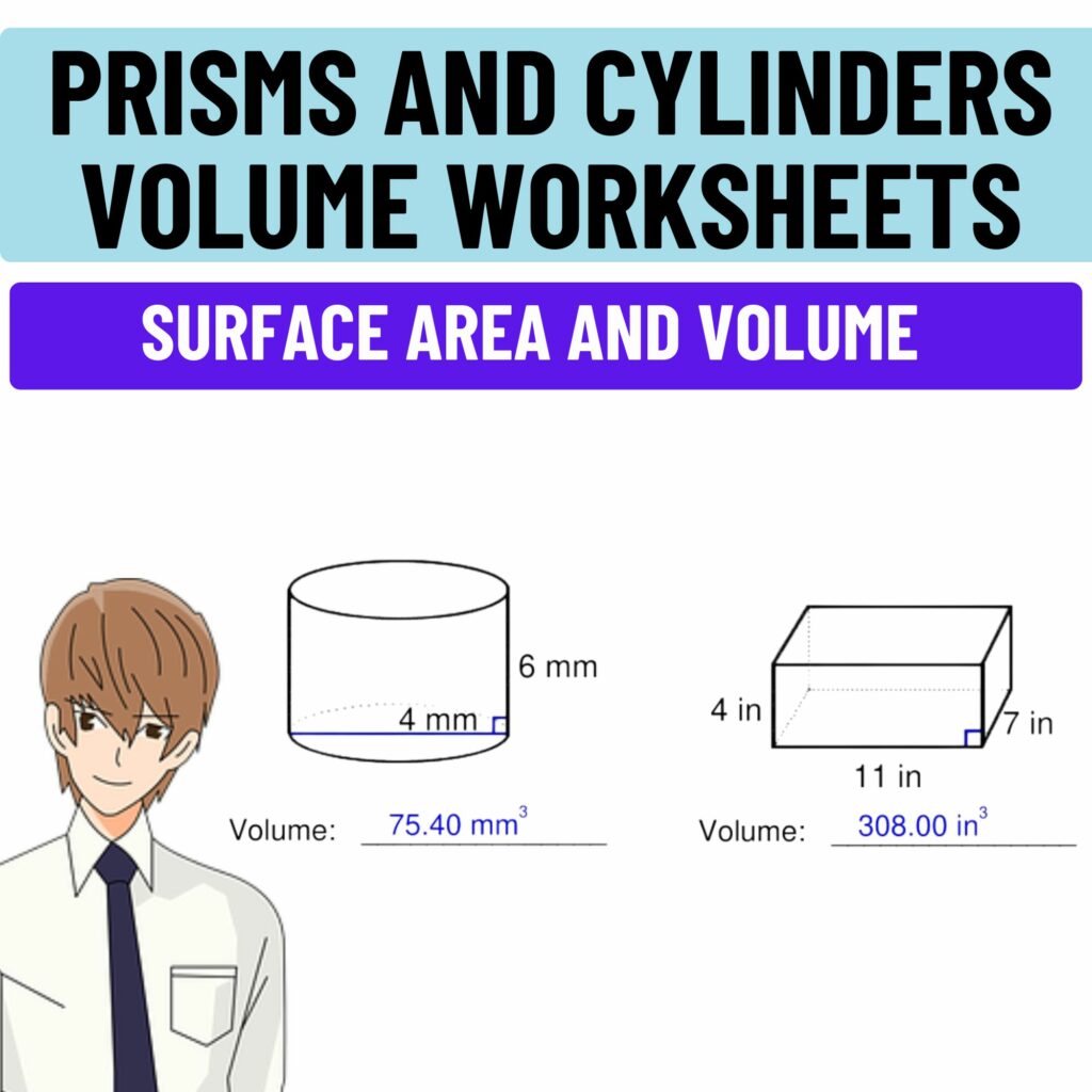 Surface Area and Volume - Prisms and Cylinders Volume Worksheets | Made ...