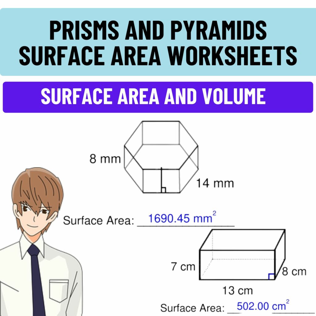 Surface Area and Volume - Prisms and Pyramids Surface Area Worksheets ...