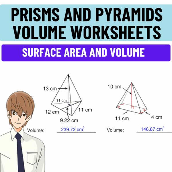 Surface Area and Volume - Prisms and Pyramids Volume Worksheets | Made ...