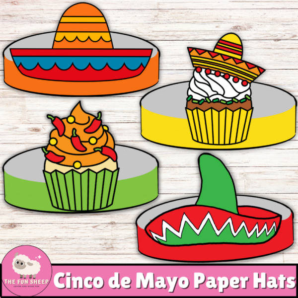 Cinco de Mayo Paper Hats | Fiesta Sombrero Headbands Coloring Activity ...