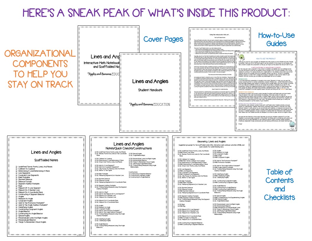Lines and Angles - Guided Notes, Presentation and INB Activities | Made ...