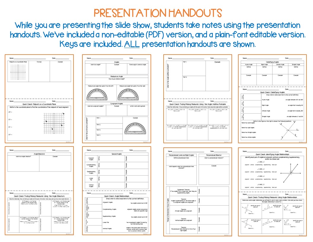 Lines and Angles - Guided Notes, Presentation and INB Activities | Made ...