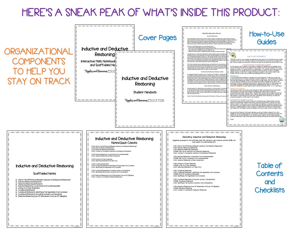 Inductive and Deductive Reasoning- Guided Notes, Presentation and INB ...