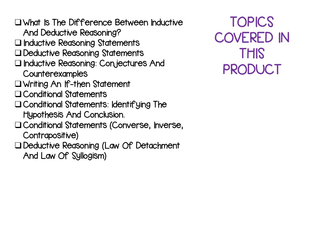 Inductive And Deductive Reasoning Guided Notes Presentation And Inb Activities Made By Teachers