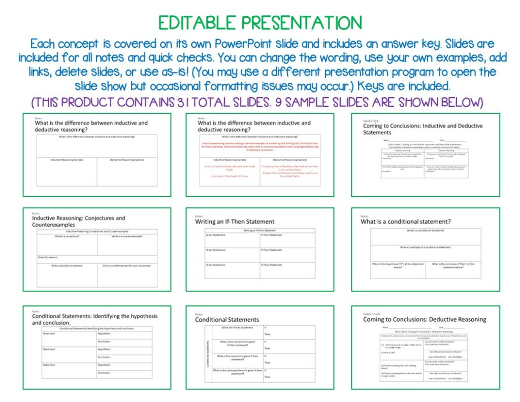 Inductive and Deductive Reasoning- Guided Notes, Presentation and INB ...