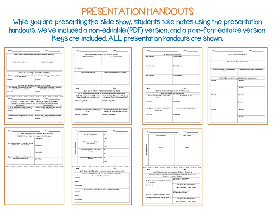 Inductive and Deductive Reasoning- Guided Notes, Presentation and INB ...