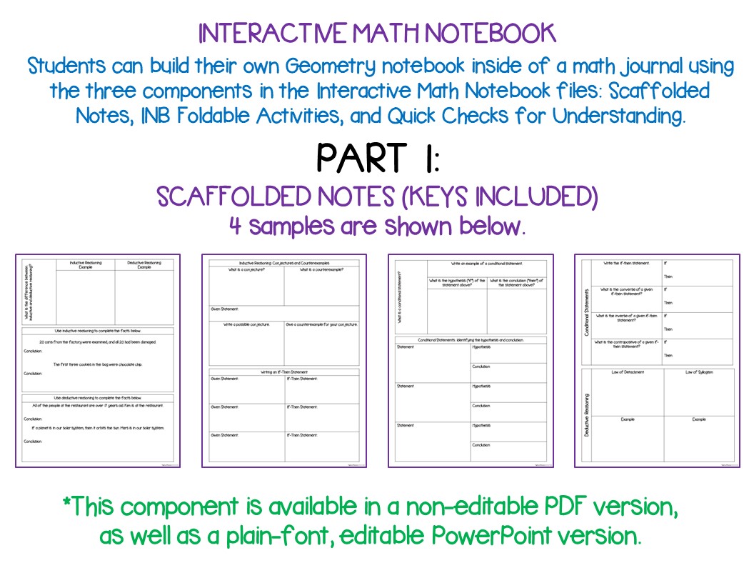 Inductive and Deductive Reasoning- Guided Notes, Presentation and INB ...