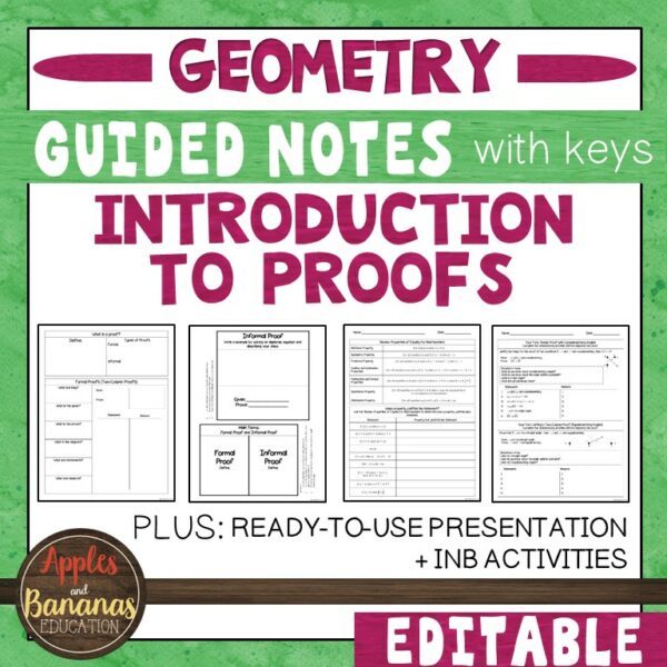 Introduction to Geometric Proofs - Guided Notes, Presentation, and INB ...