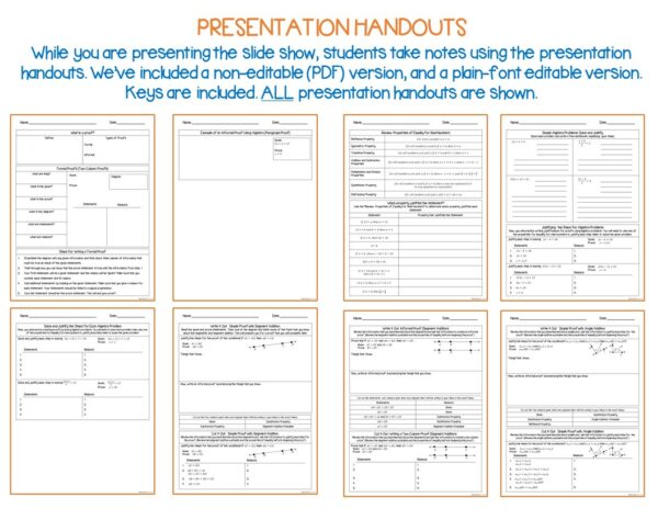 Introduction to Geometric Proofs - Guided Notes, Presentation, and INB ...