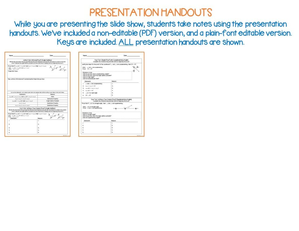 Introduction to Geometric Proofs - Guided Notes, Presentation, and INB ...