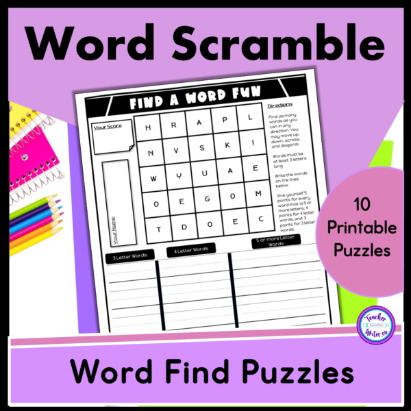 Word Scramble Puzzle Game | Teacher Appreciation | FREE | Made By Teachers