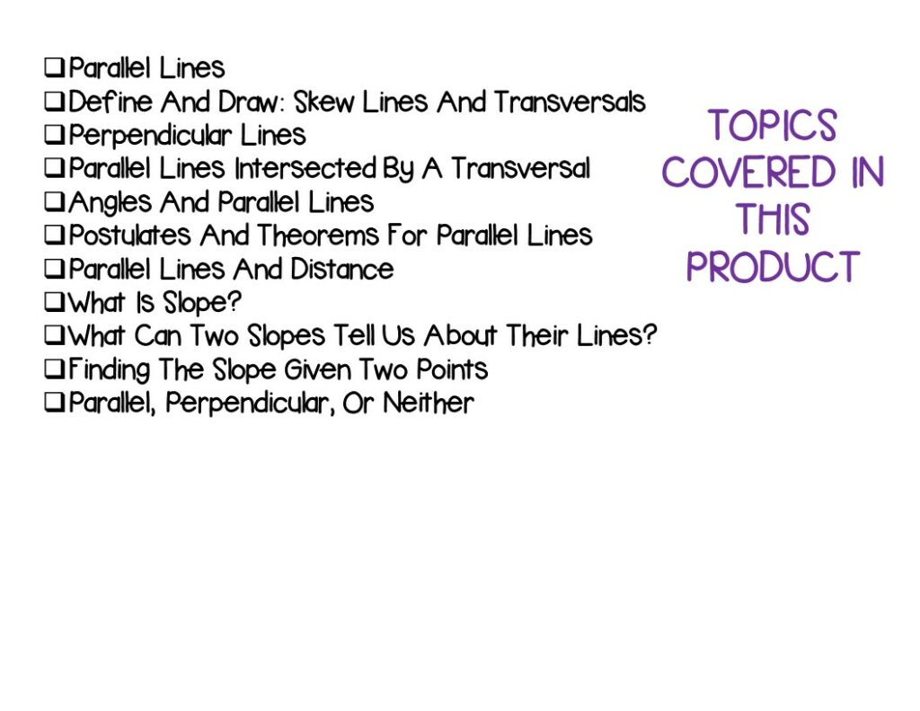Perpendicular and Parallel Lines - Guided Notes, Presentation and INB ...