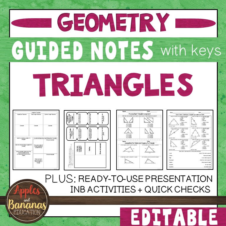 Triangles - Guided Notes, Presentation, and INB Activities | Made By ...