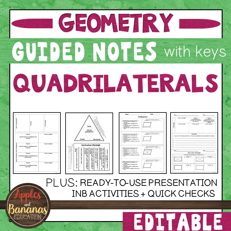 Quadrilaterals - Guided Notes, Presentation, and INB Activities | Made ...