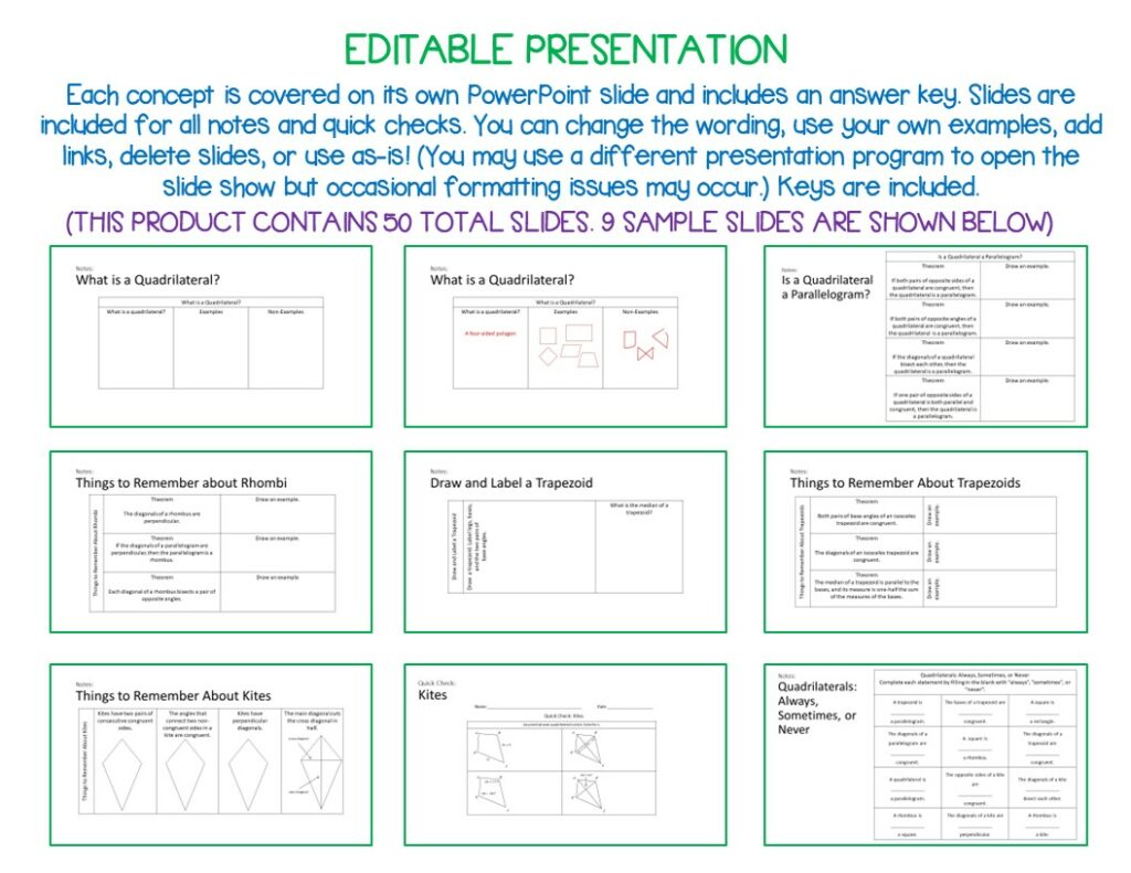 Quadrilaterals - Guided Notes, Presentation, and INB Activities | Made ...