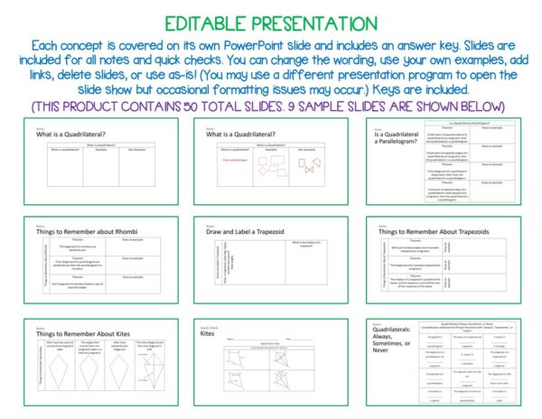 Quadrilaterals - Guided Notes, Presentation, and INB Activities | Made ...