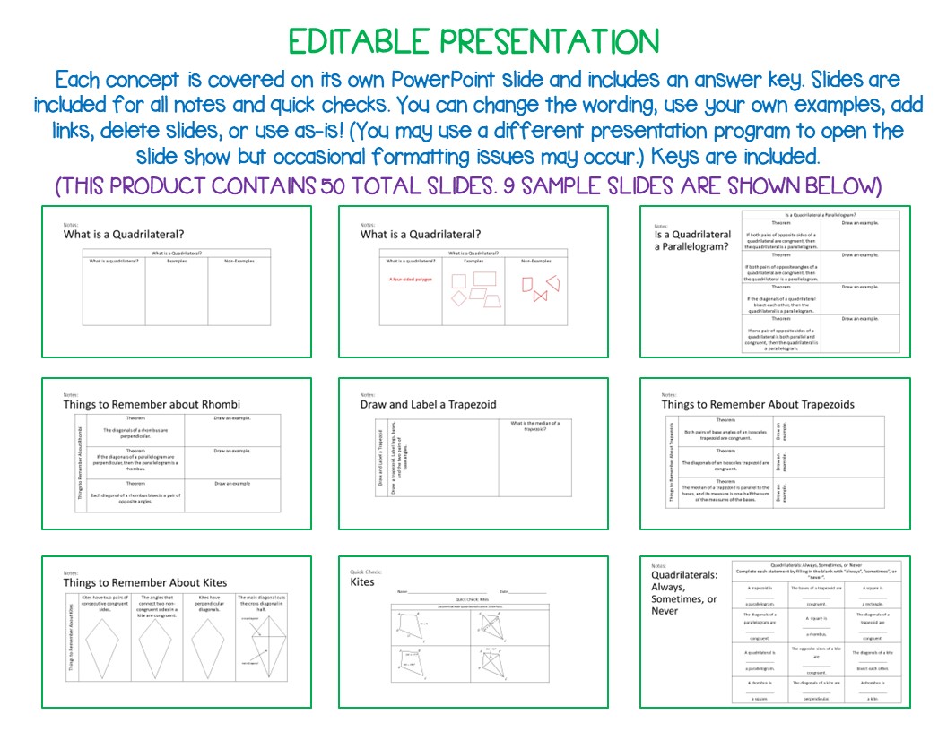 Quadrilaterals - Guided Notes, Presentation, and INB Activities | Made ...