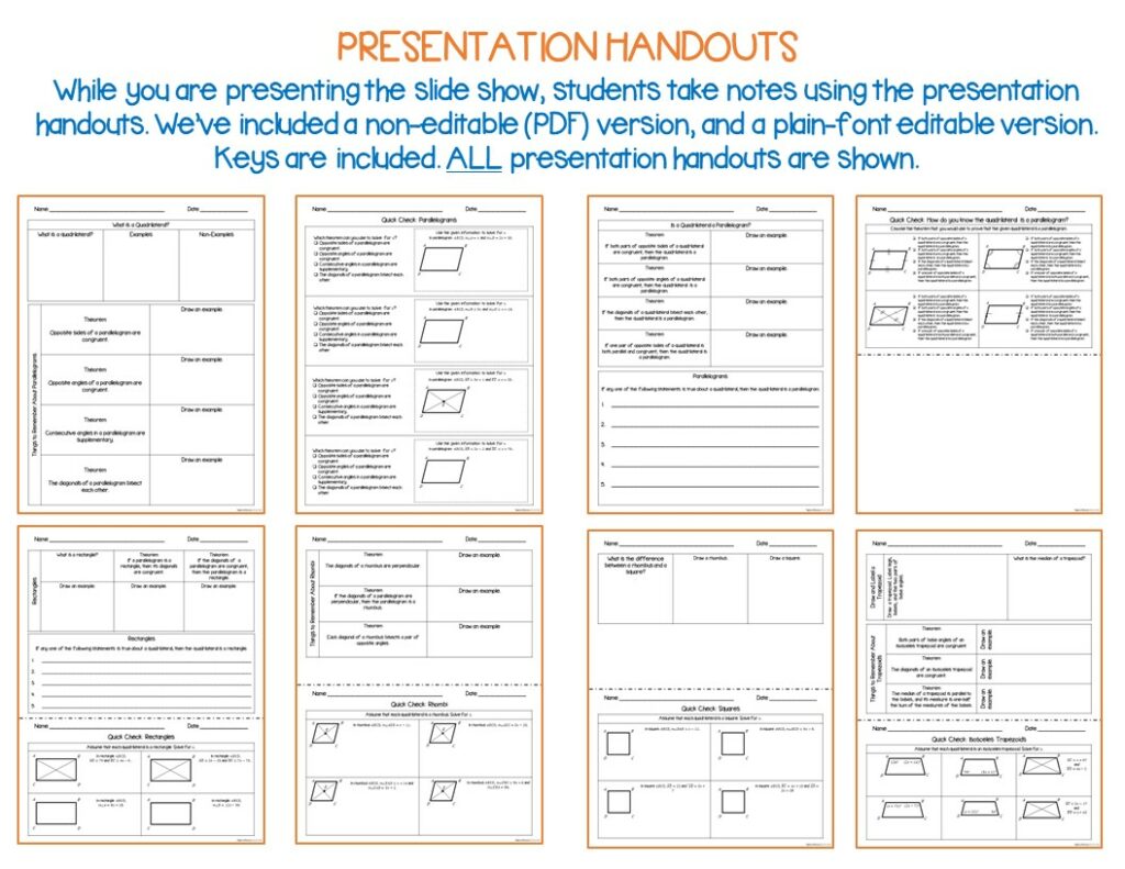 Quadrilaterals - Guided Notes, Presentation, and INB Activities | Made ...
