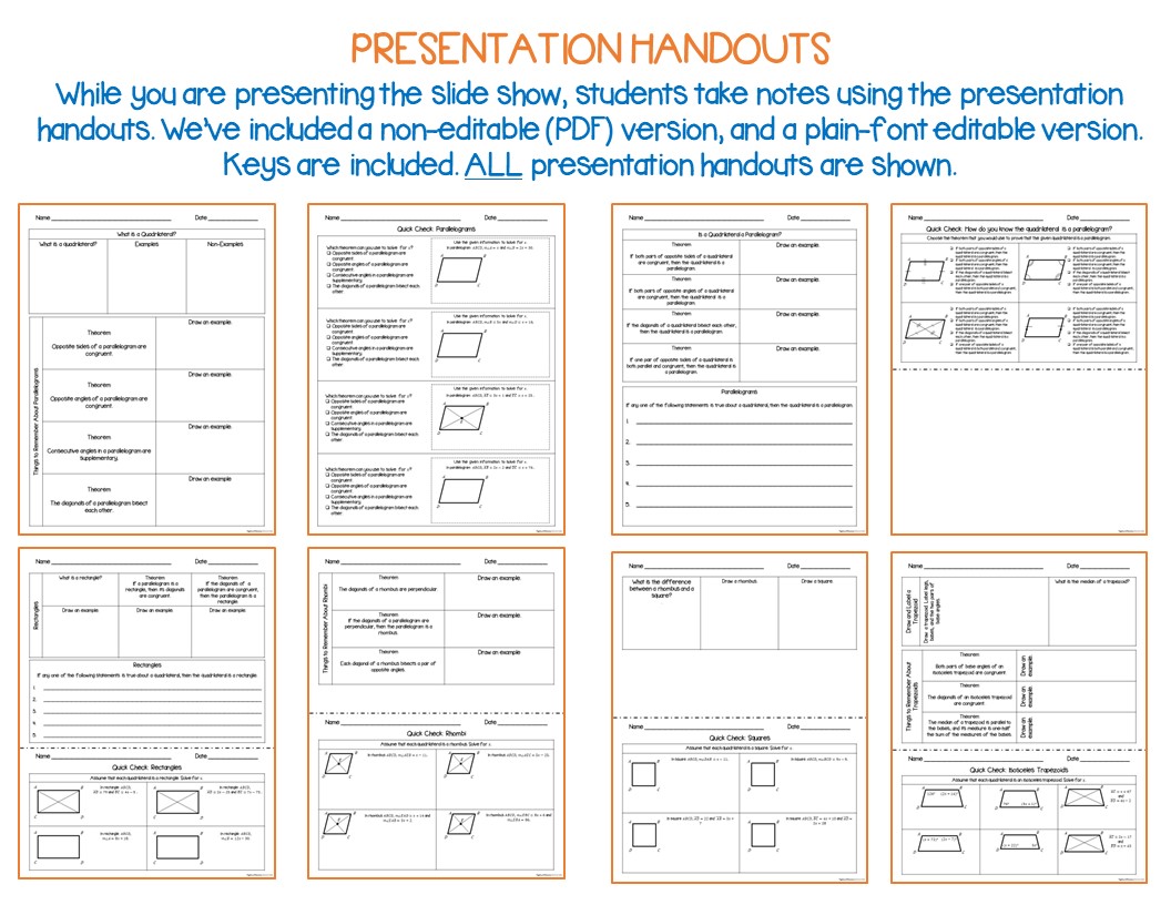 Quadrilaterals - Guided Notes, Presentation, and INB Activities | Made ...