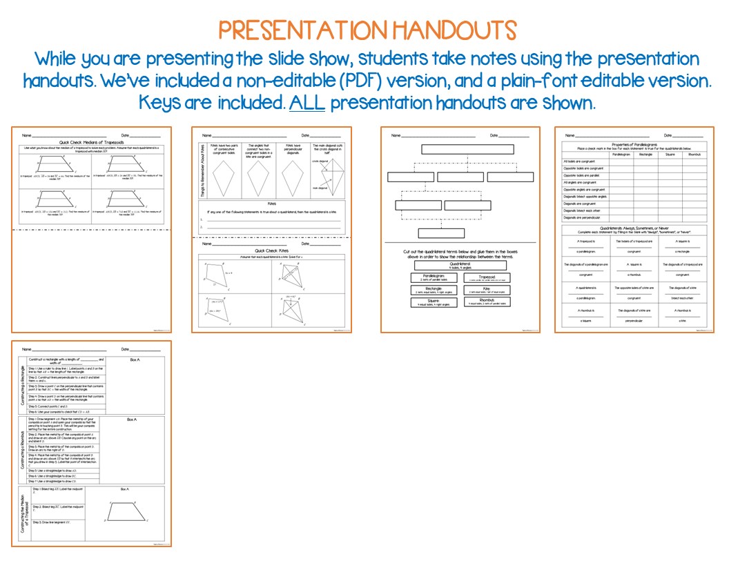 Quadrilaterals - Guided Notes, Presentation, and INB Activities | Made ...