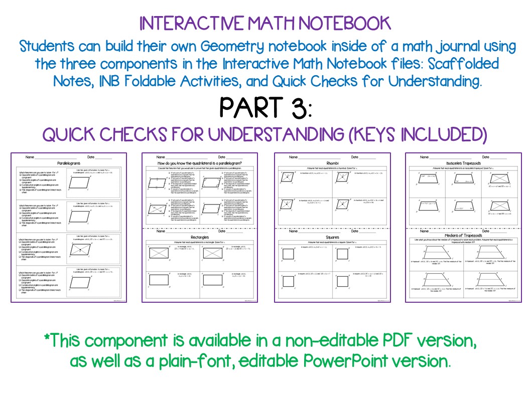 Quadrilaterals - Guided Notes, Presentation, and INB Activities | Made ...