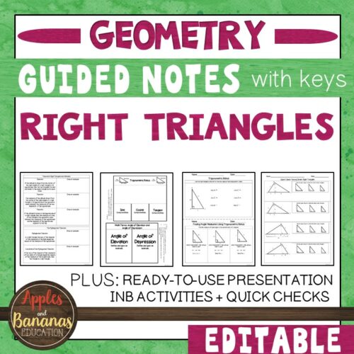 Right Triangles - Guided Notes, Presentation, and INB Activities | Made ...