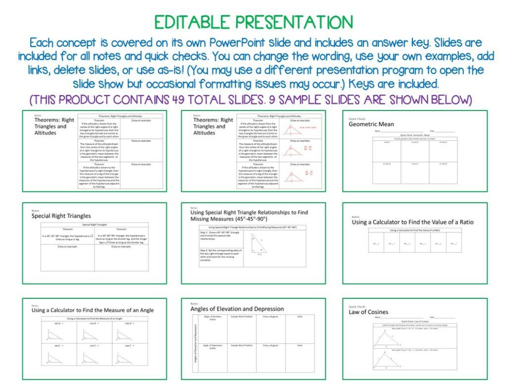 Right Triangles - Guided Notes, Presentation, and INB Activities | Made ...
