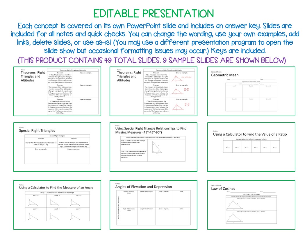 Right Triangles - Guided Notes, Presentation, and INB Activities | Made ...
