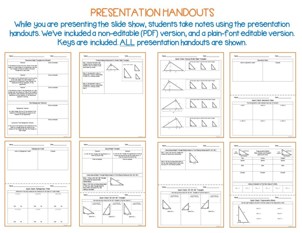 Right Triangles - Guided Notes, Presentation, and INB Activities | Made ...