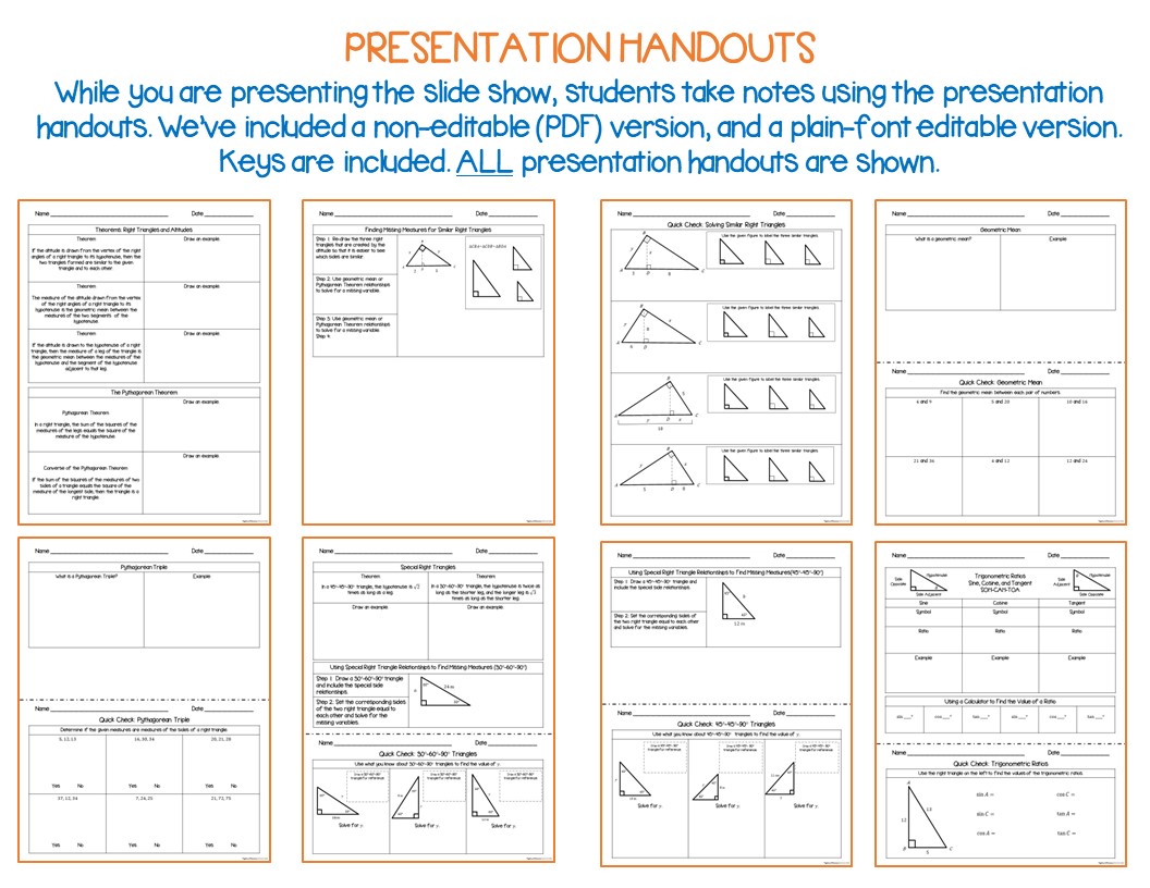 Right Triangles - Guided Notes, Presentation, and INB Activities | Made ...