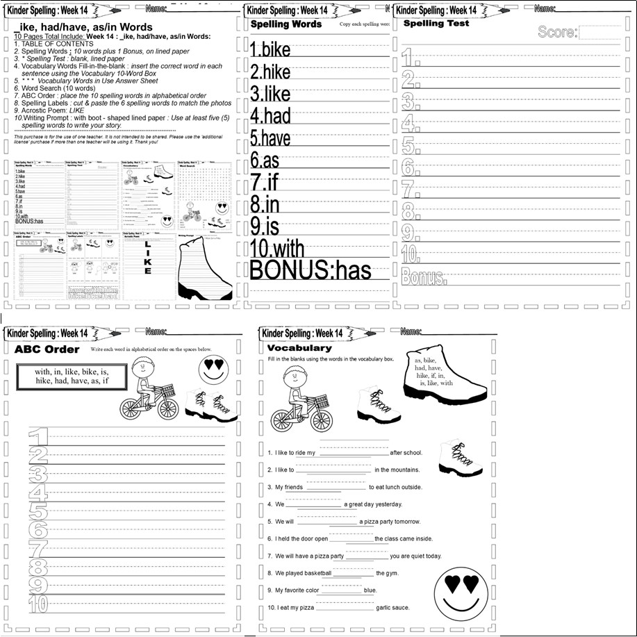 Kindergarten Spelling Worksheets Curriculum Week 14 | Made By Teachers