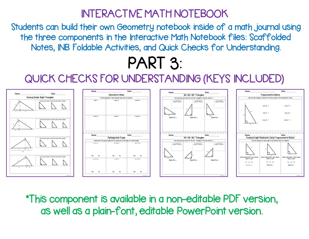 Right Triangles - Guided Notes, Presentation, and INB Activities | Made ...
