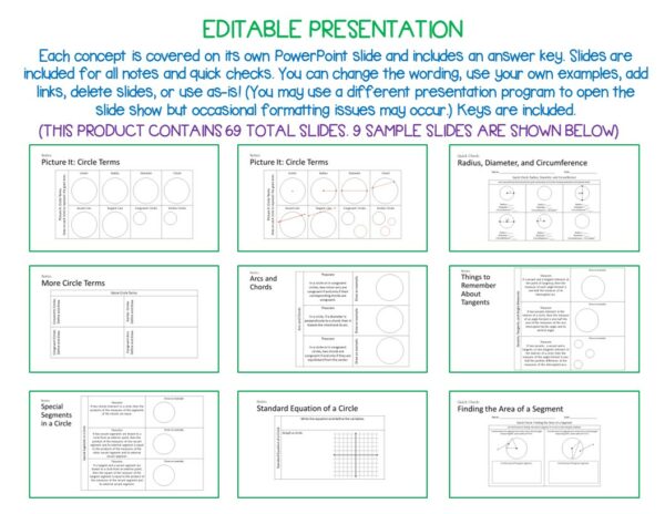 Circles - Guided Notes, Presentation, and INB Activities - Made By Teachers