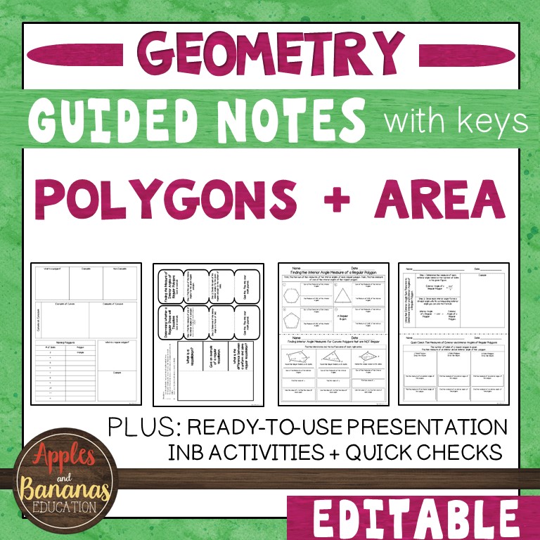 Polygons and Area - Guided Notes, Presentation, and INB Activities ...