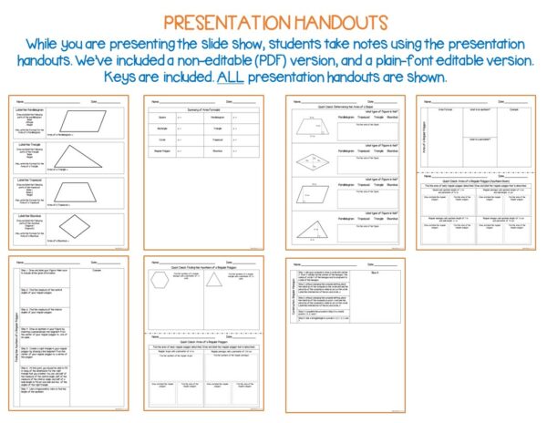 Polygons and Area - Guided Notes, Presentation, and INB Activities ...