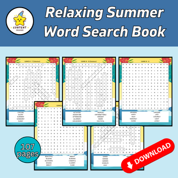 Relaxing Summer Word Search With Solutions | Summer Topic Wordfind ...