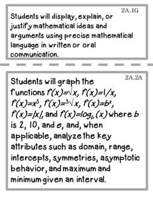 Algebra II Texas TEKS Learning Objectives Cards | Made By Teachers