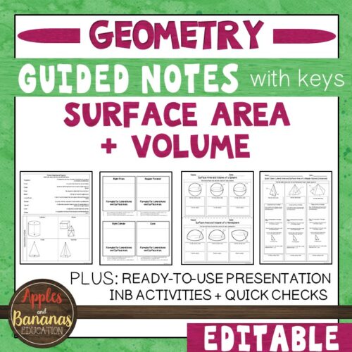 Surface Area and Volume - Guided Notes, Presentation, and INB ...