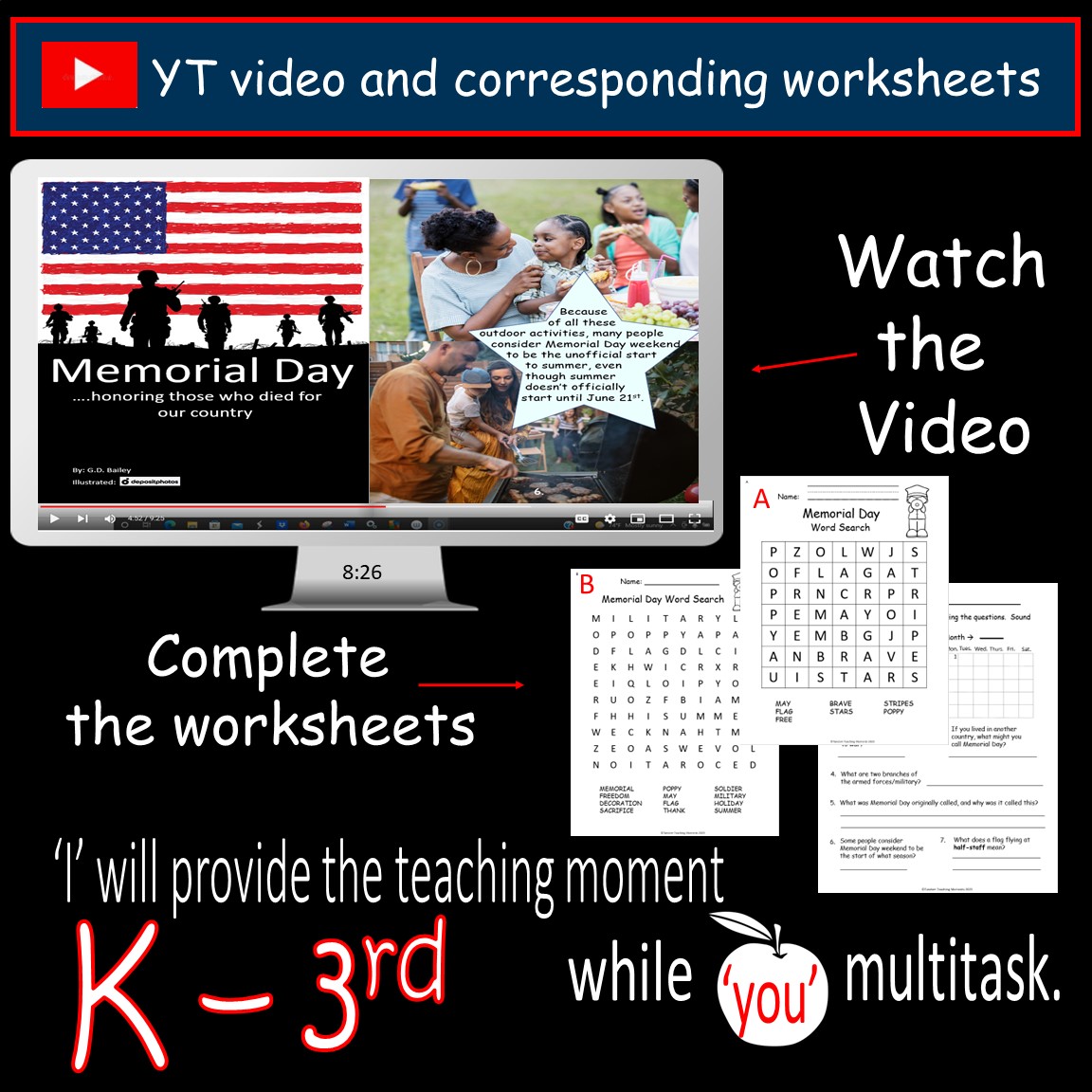 Memorial Day Activities K-3rd & Video | Made By Teachers