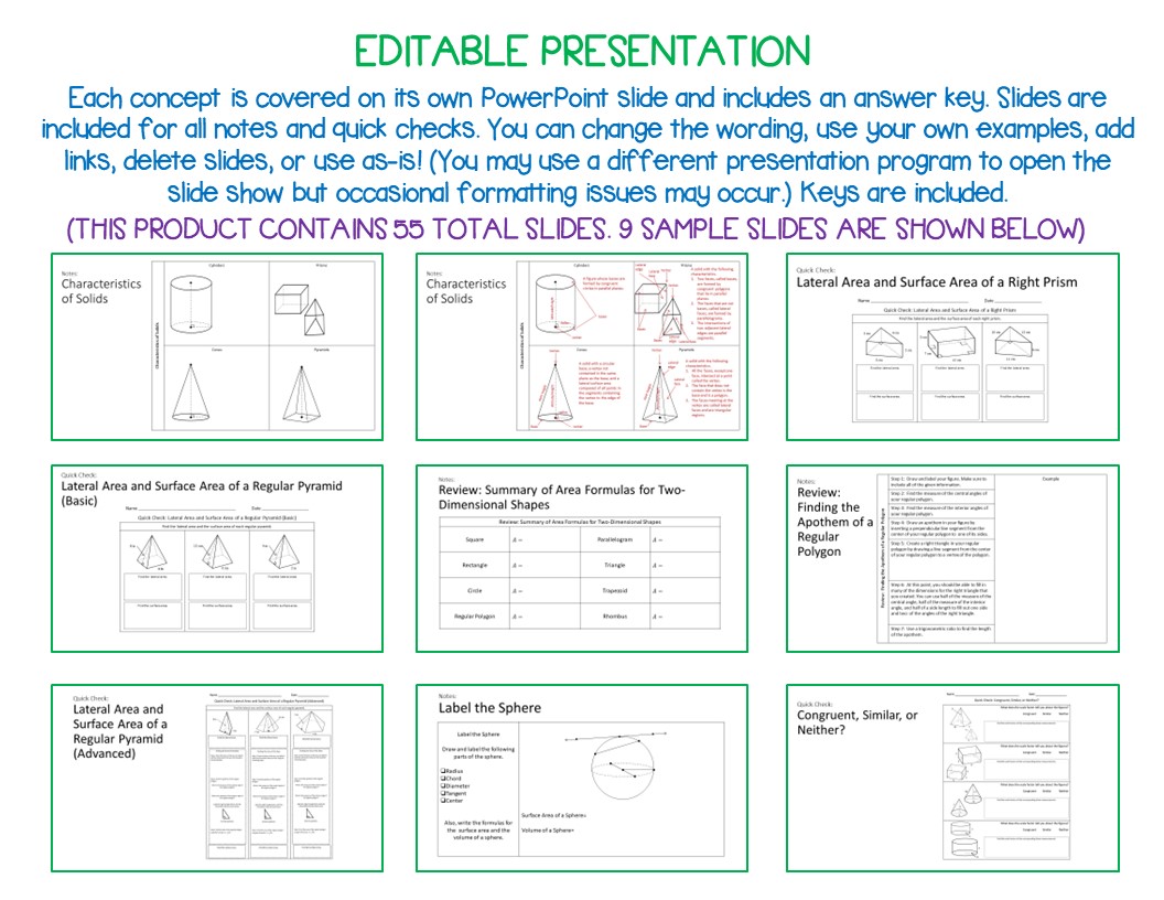 Surface Area and Volume - Guided Notes, Presentation, and INB ...