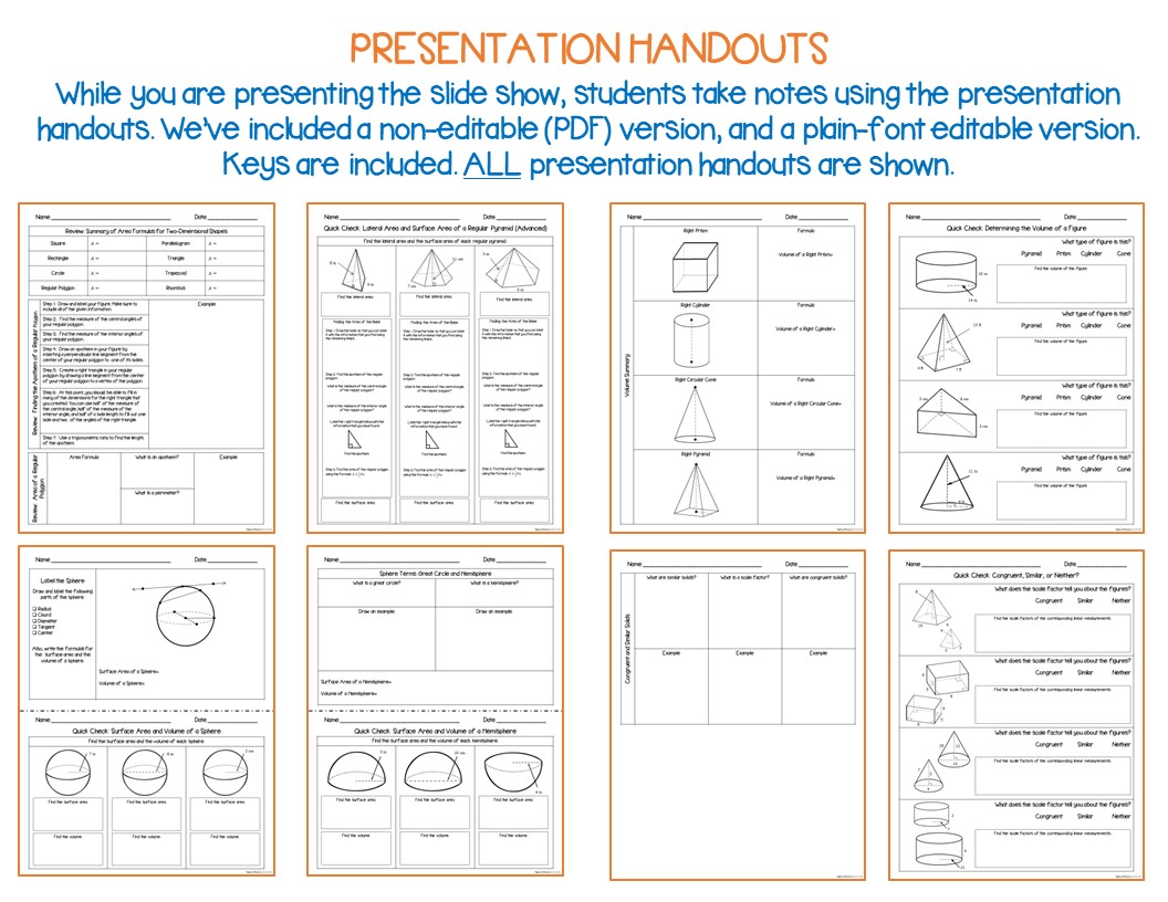 Surface Area and Volume - Guided Notes, Presentation, and INB ...
