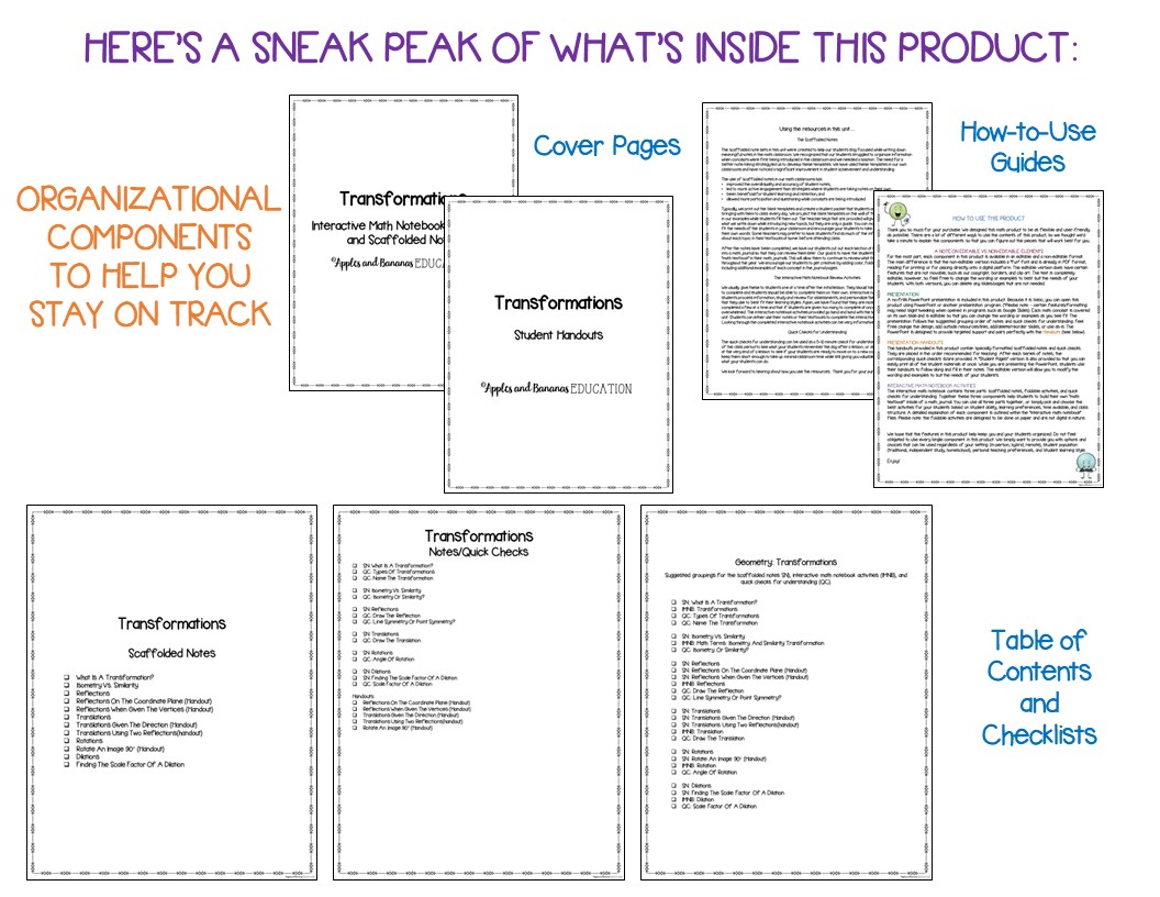 Transformations Guided Notes Presentations And Inb Activities