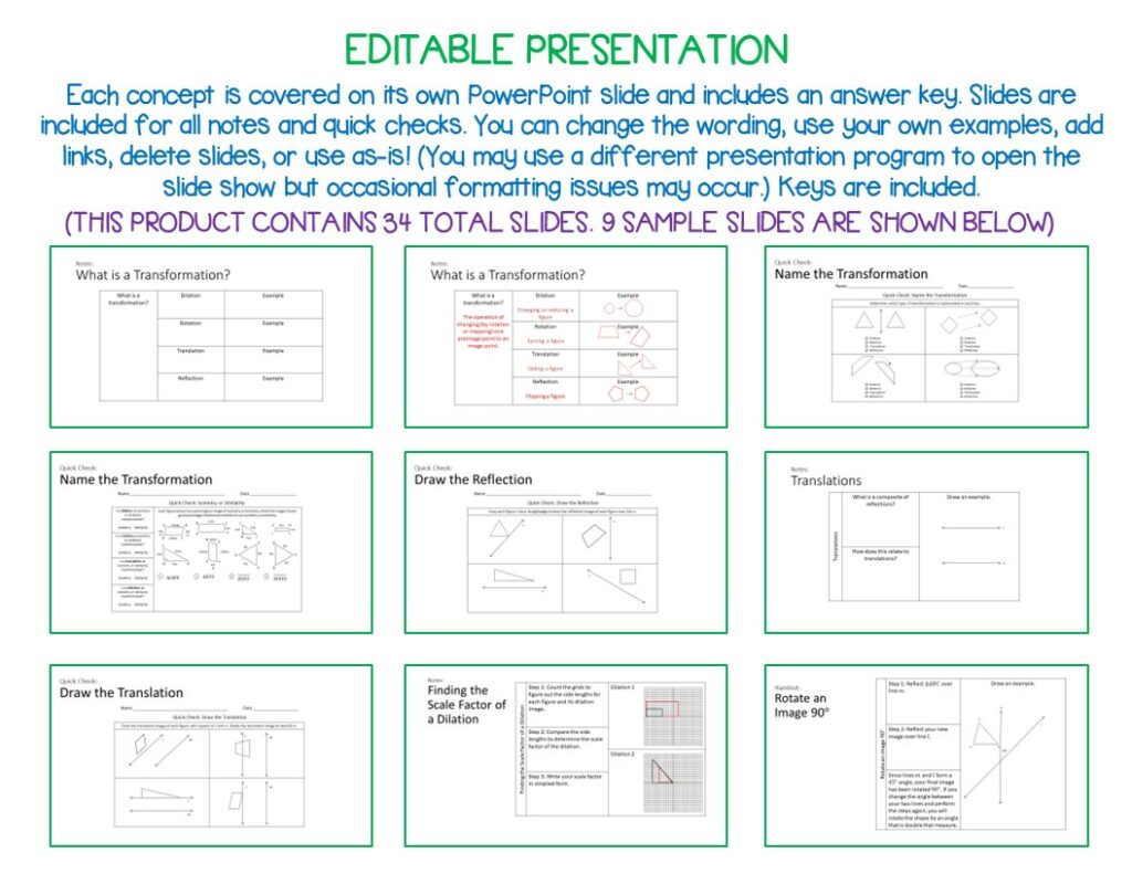 Transformations - Guided Notes, Presentations, and INB Activities ...