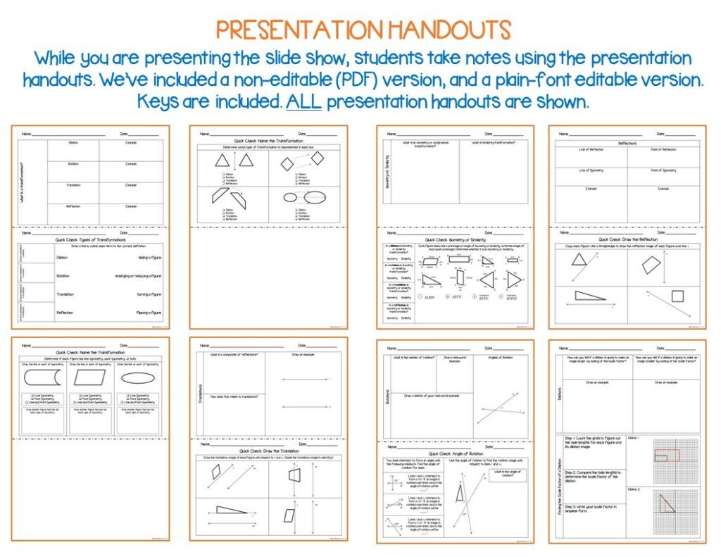 Transformations - Guided Notes, Presentations, and INB Activities ...