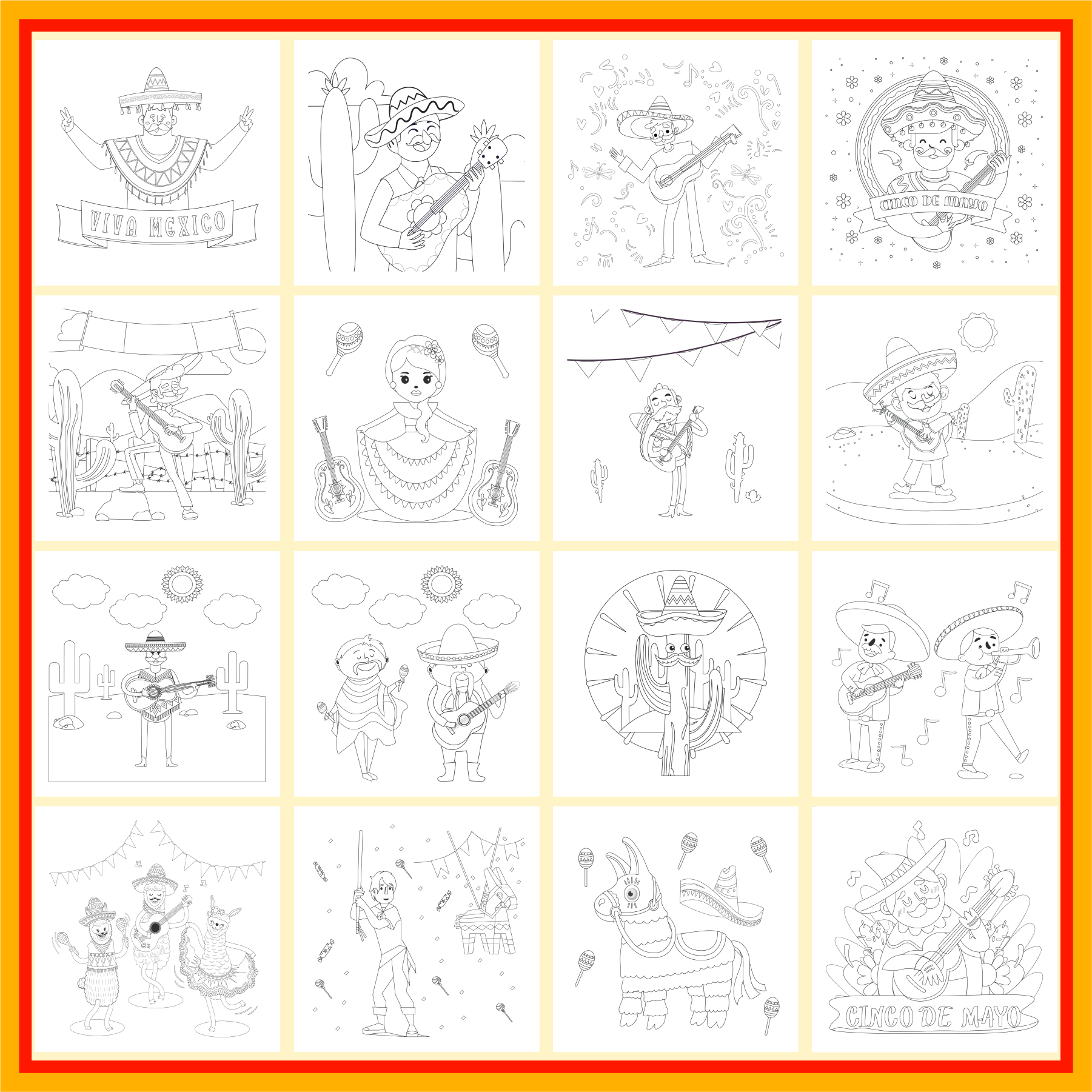 Cinco De Mayo coloring pages for kids- Mexico Activity For Cinco De ...