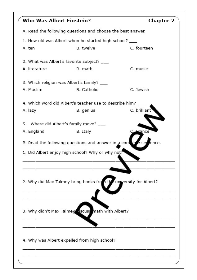 Jess Brallier "Who Was Albert Einstein?" worksheets | Made By Teachers