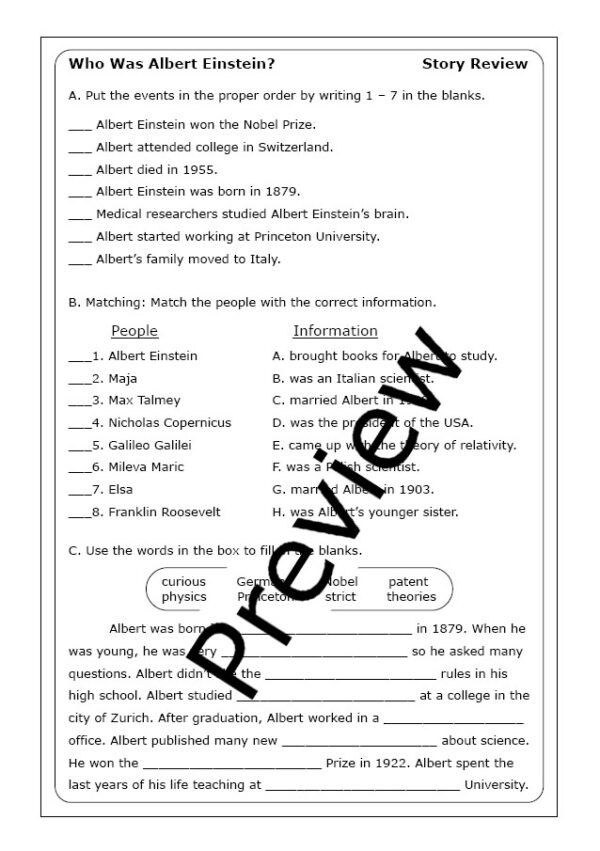 Jess Brallier "Who Was Albert Einstein?" worksheets | Made By Teachers