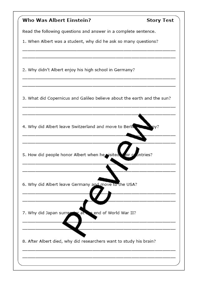 Jess Brallier "Who Was Albert Einstein?" worksheets | Made By Teachers