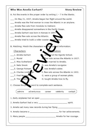Kate Boehm Jerome "Who Was Amelia Earhart?" worksheets | Made By Teachers