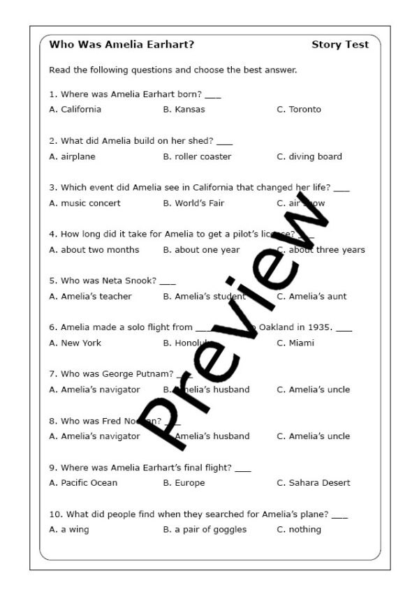 Kate Boehm Jerome "Who Was Amelia Earhart?" worksheets | Made By Teachers
